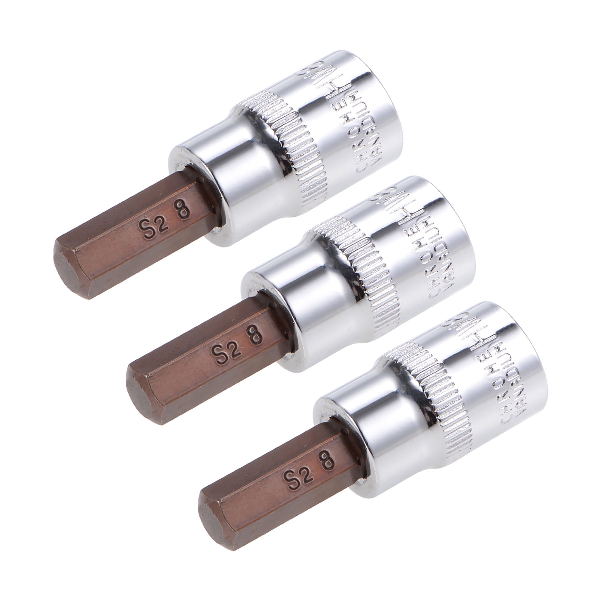 3 Pcs 3 8 Inch Drive X 8mm Hex Bit Socket Standard Metric S2 Cr V