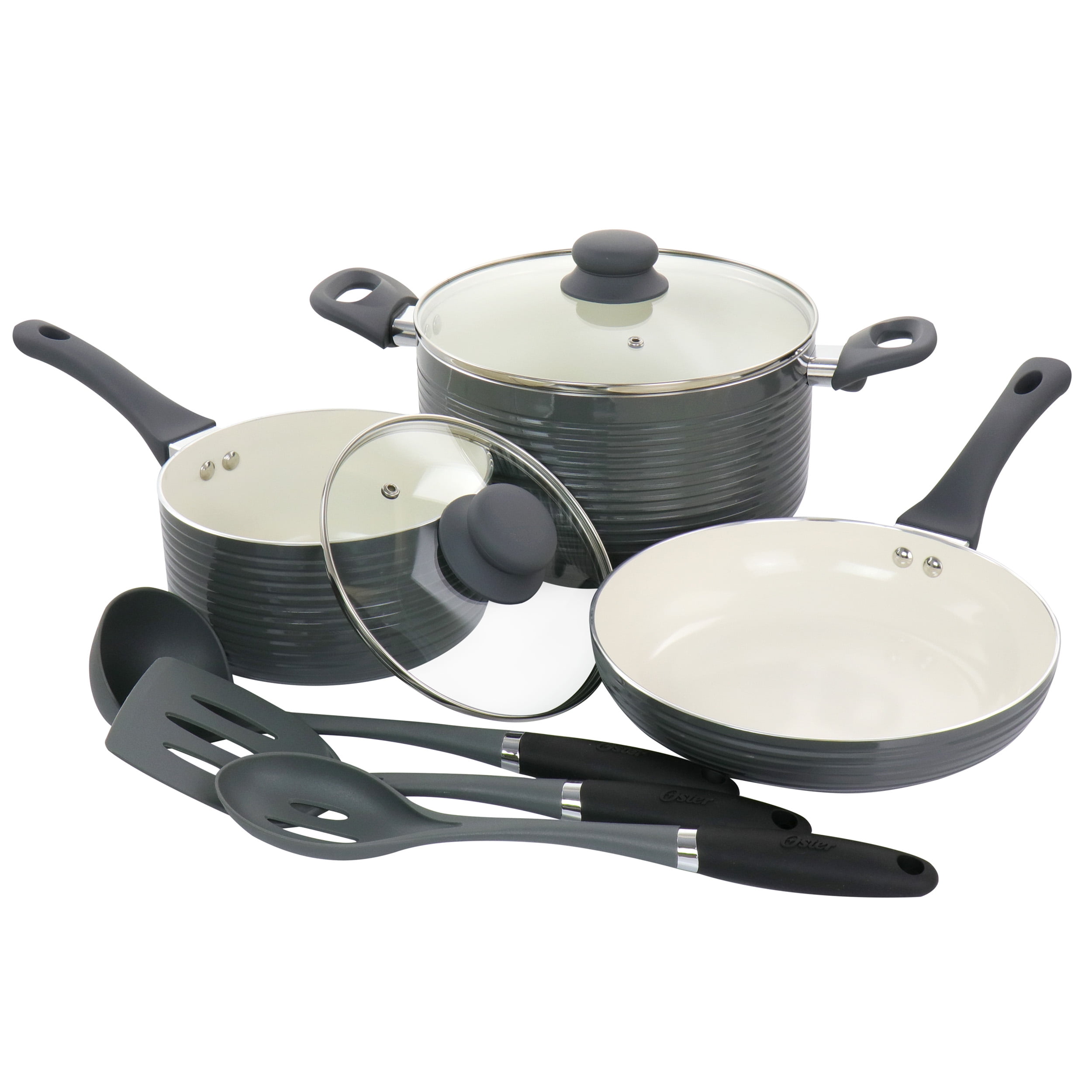 Ridge Valley 8 Piece Aluminum Nonstick Cookware Set in Grey - Walmart.com