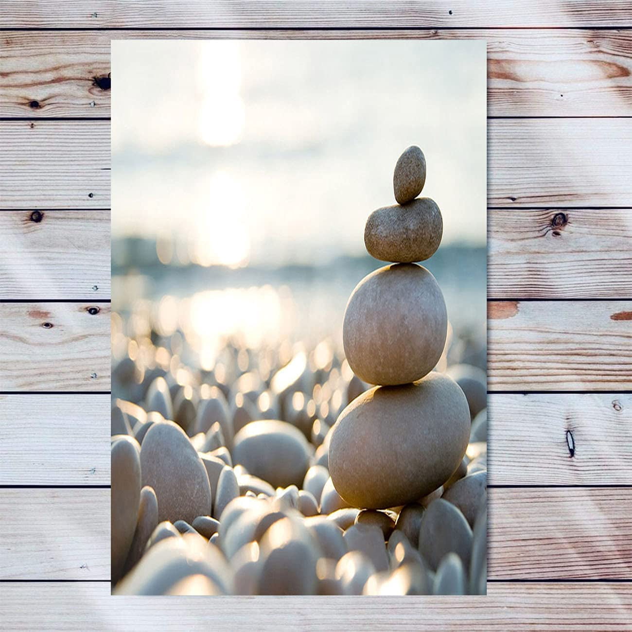 Stones Beach Sunset Canvas Wall Art For Living Room Modern Artwork ...