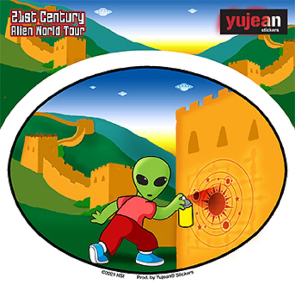 GREAT WALL ALIEN STICKER - Alien On the Wall Orignal Artwork In / Out ...