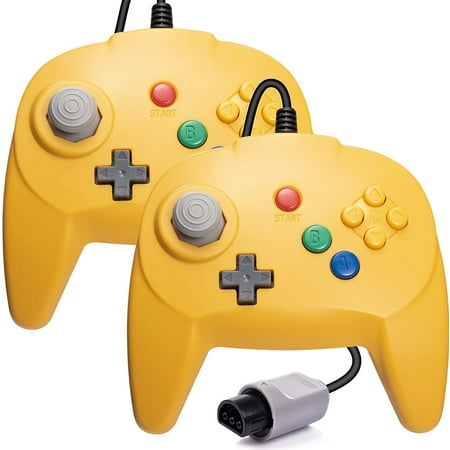 FYBTO 2 Pack N64 Controller Yellow Wired N64 Classic 64-bit Mini ...