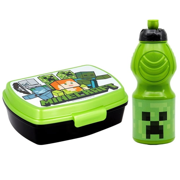 2-Pack Minecraft Creeper Steve Alex Lunchbox And Pop-up Water Bottle ...