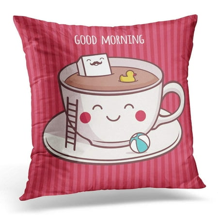 BSDHOME Red Coffee Good Morning Funny Pillow Case Pillow Cover 18x18 ...