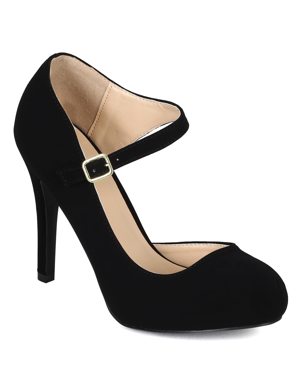 Qupid CC39 Women Nubuck Almond Toe Open Shank Strap Platform Stiletto ...