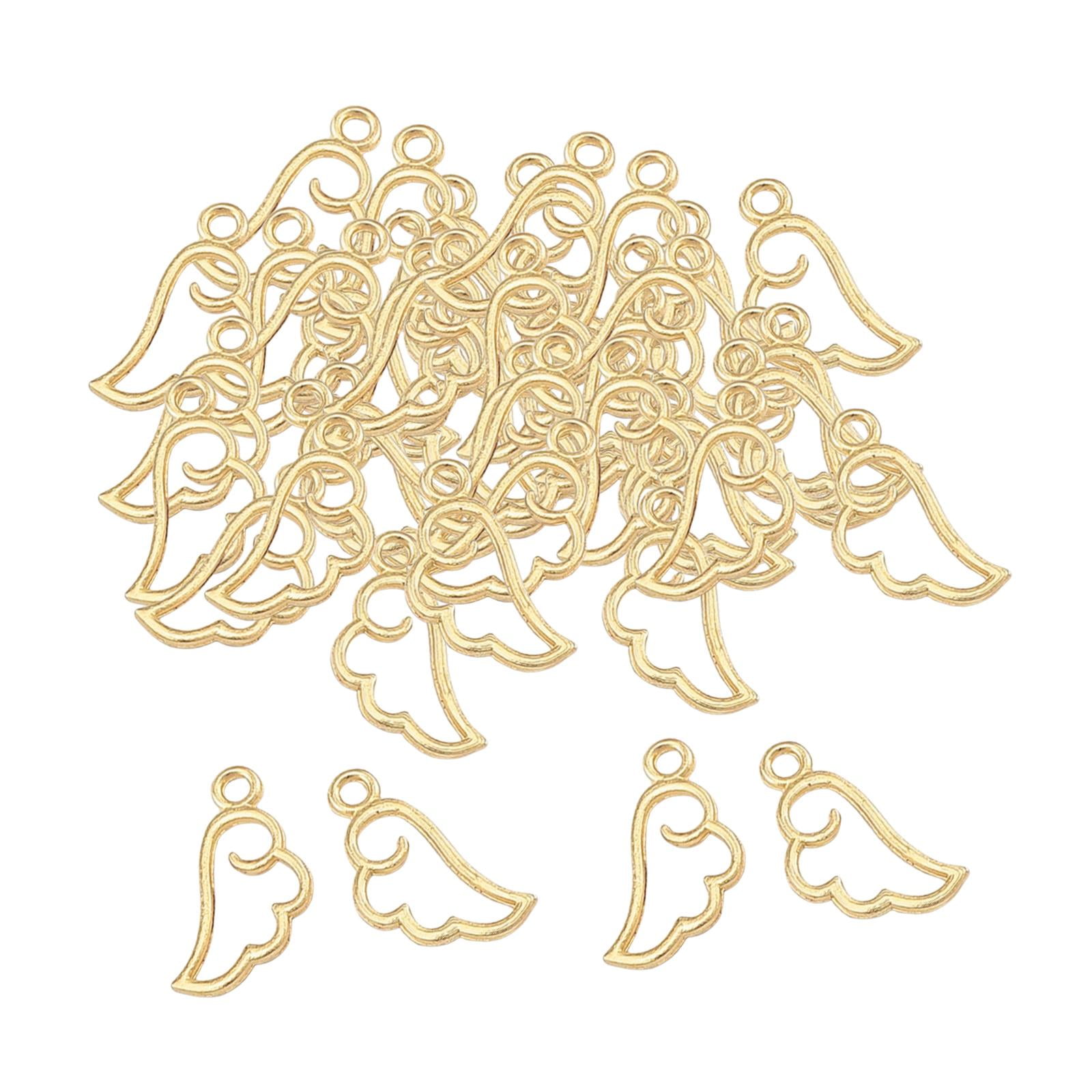 100Pcs Mini Hollow Wing Charms, 9*18mm Metal Dangle Charm, Wing Charms ...
