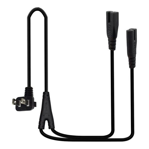 US 2 Prong Power Extension Cord Male to Female Y Splitter 1.8Meter Blk ...