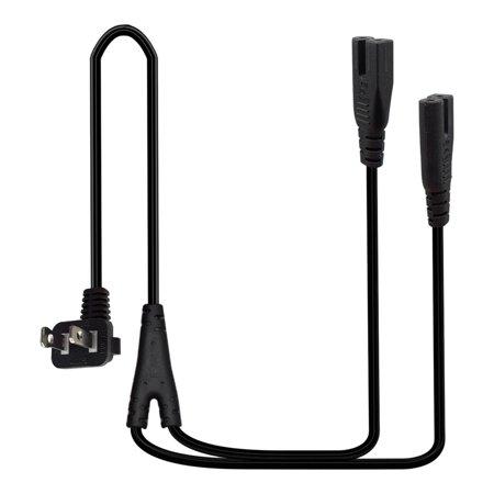 US 2 Prong Power Cable, Y Split 1.8M Black Male to Female Power Adaptor ...