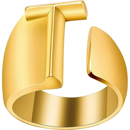 Women's Statement Rings (2021New) 24K Gold Initial Rings Adjustable ...