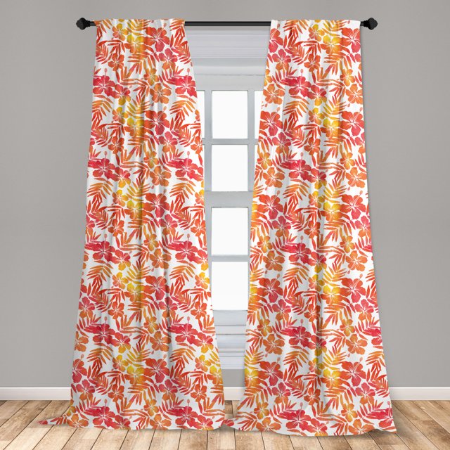 Jungle Curtains 2 Panels Set Watercolor Art Inspired By Exotic Island