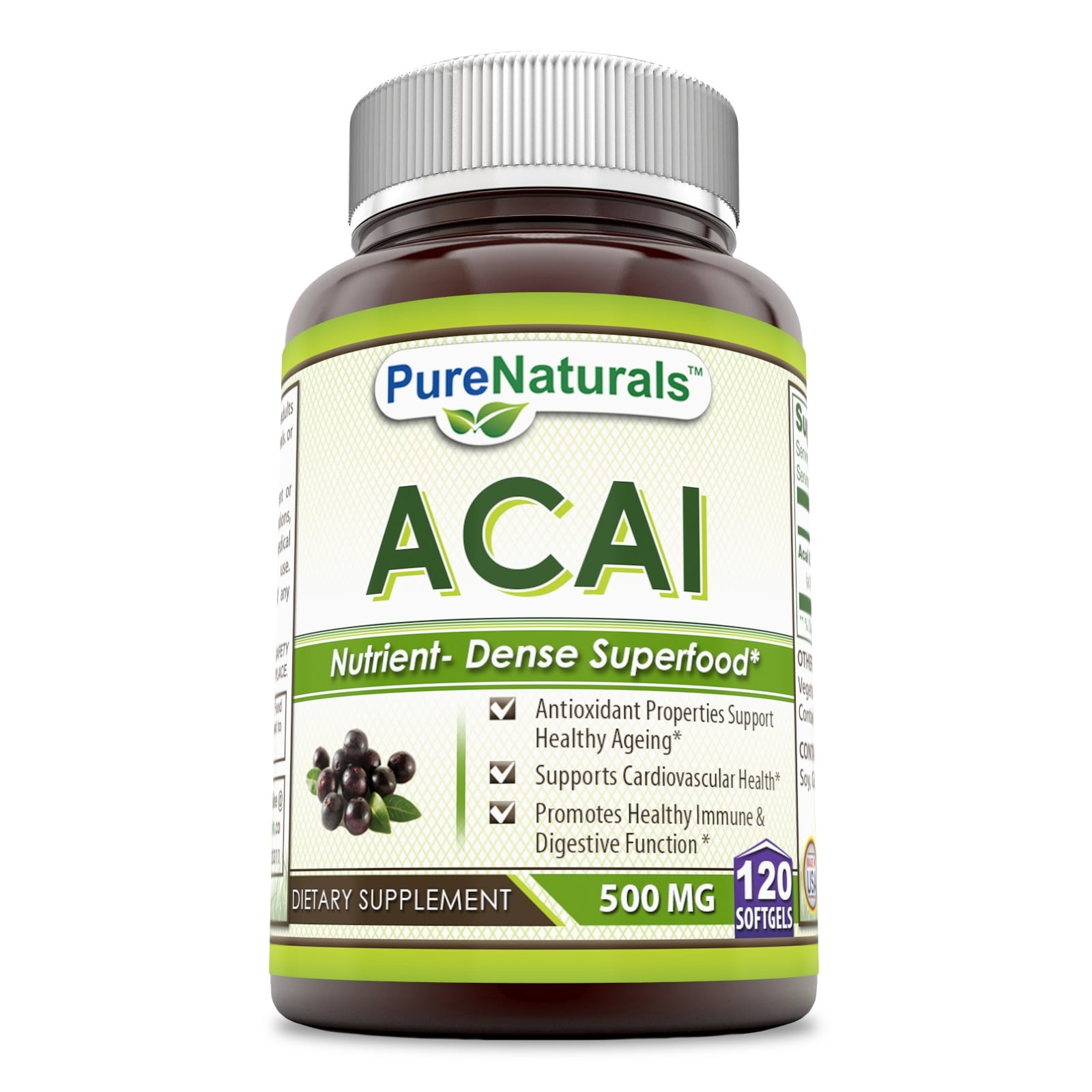 Pure Naturals Acai 500 Mg 120 Softgels - Walmart.com