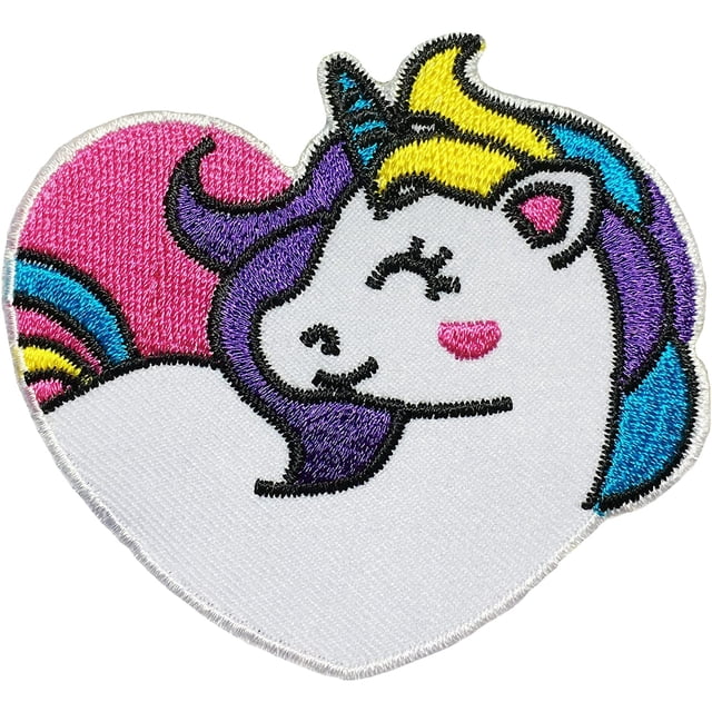 Cute Unicorn Heart Shape Head Horse Cartoon DIY Sewing on Iron on ...