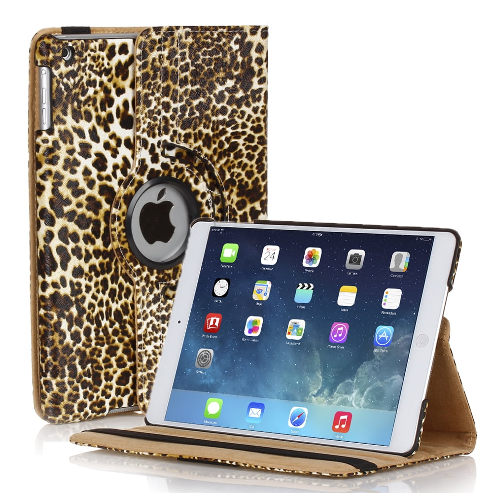 iPad Mini Rotating Case (Leopard Yellow) 360 Degree Stand Smart Cover ...