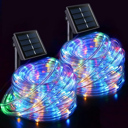 200 LED Solar Rope Lights,66ft 8 Modes Solar Rope Lights Outdoor ...