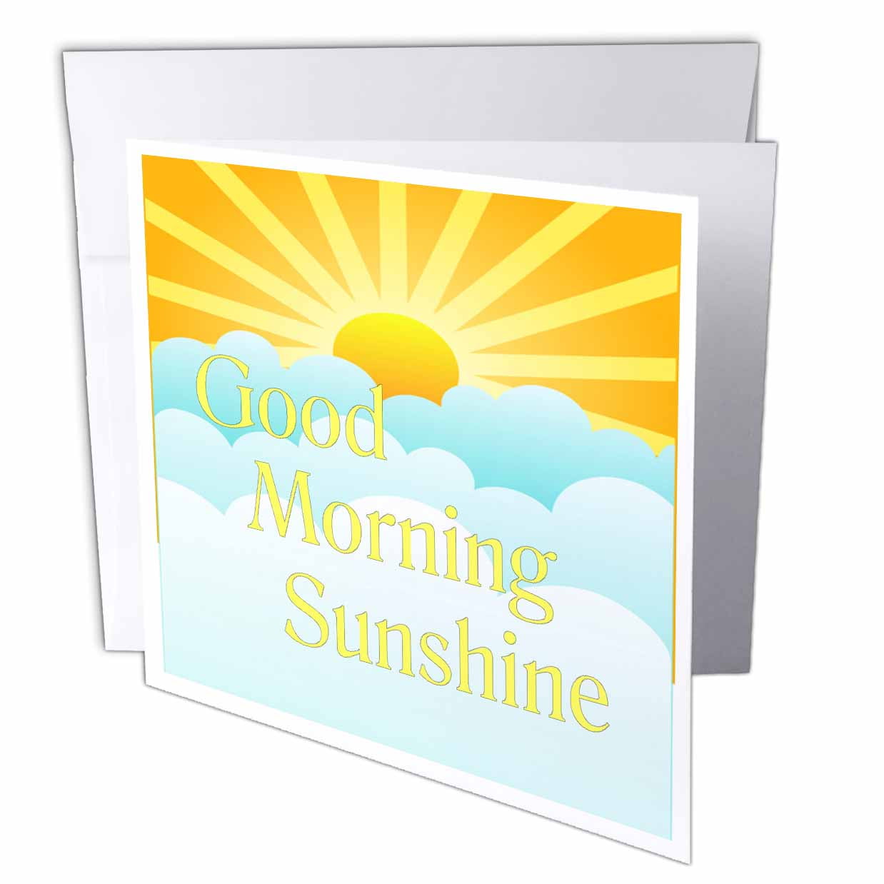 3dRose Image of Good Morning Sunshine Cartoon Sun And Clouds - Greeting ...