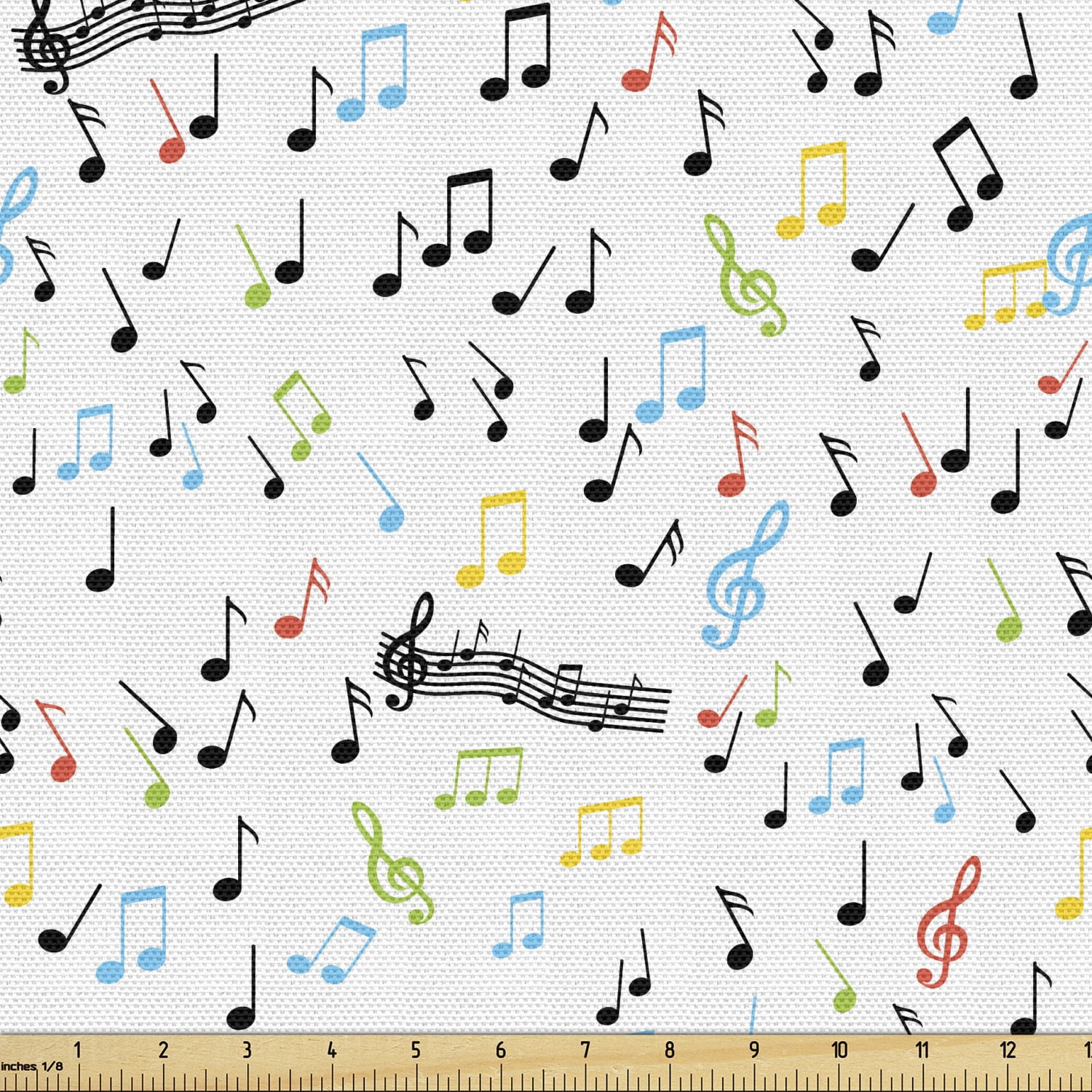 Music Fabric by the Yard, Symbolic Music Notes Joy Vibes Pitch Beat ...