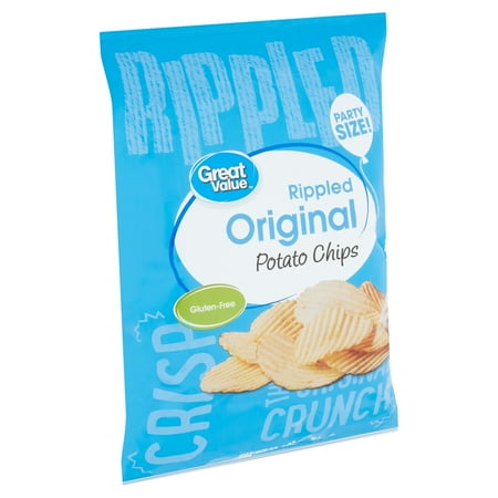 Great Value Original Rippled Potato Chips Party Size!, 13.5 oz ...