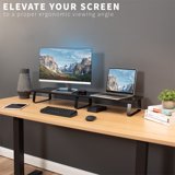 VIVO Black Wood 39" Wide Desktop Stand Ergonomic TV Monitor Riser Desk ...