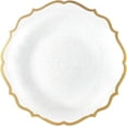 (50 PACK) EcoQuality 7.5" inch Round White Plastic Plates with Gold Rim ...
