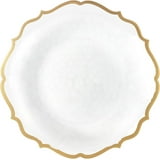 (50 PACK) EcoQuality 7.5" inch Round White Plastic Plates with Gold Rim ...