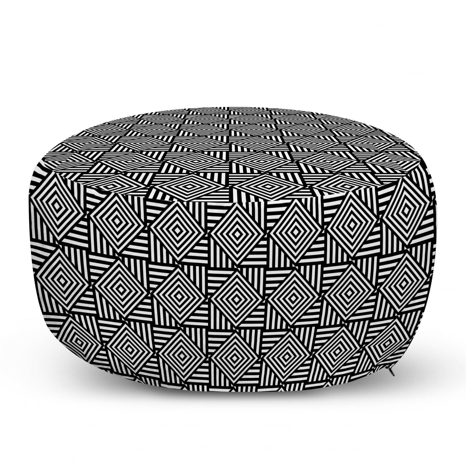 Geometric Pouf Cover with Zipper, Simplistic Modern Art Image with ...