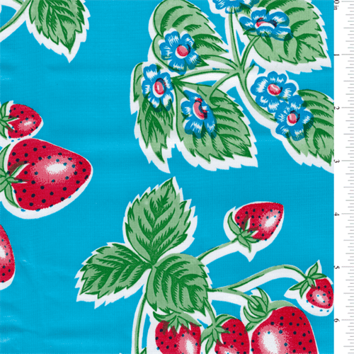 Blue Strawberry Oilcloth, Fabric By the Yard - Walmart.com - Walmart.com