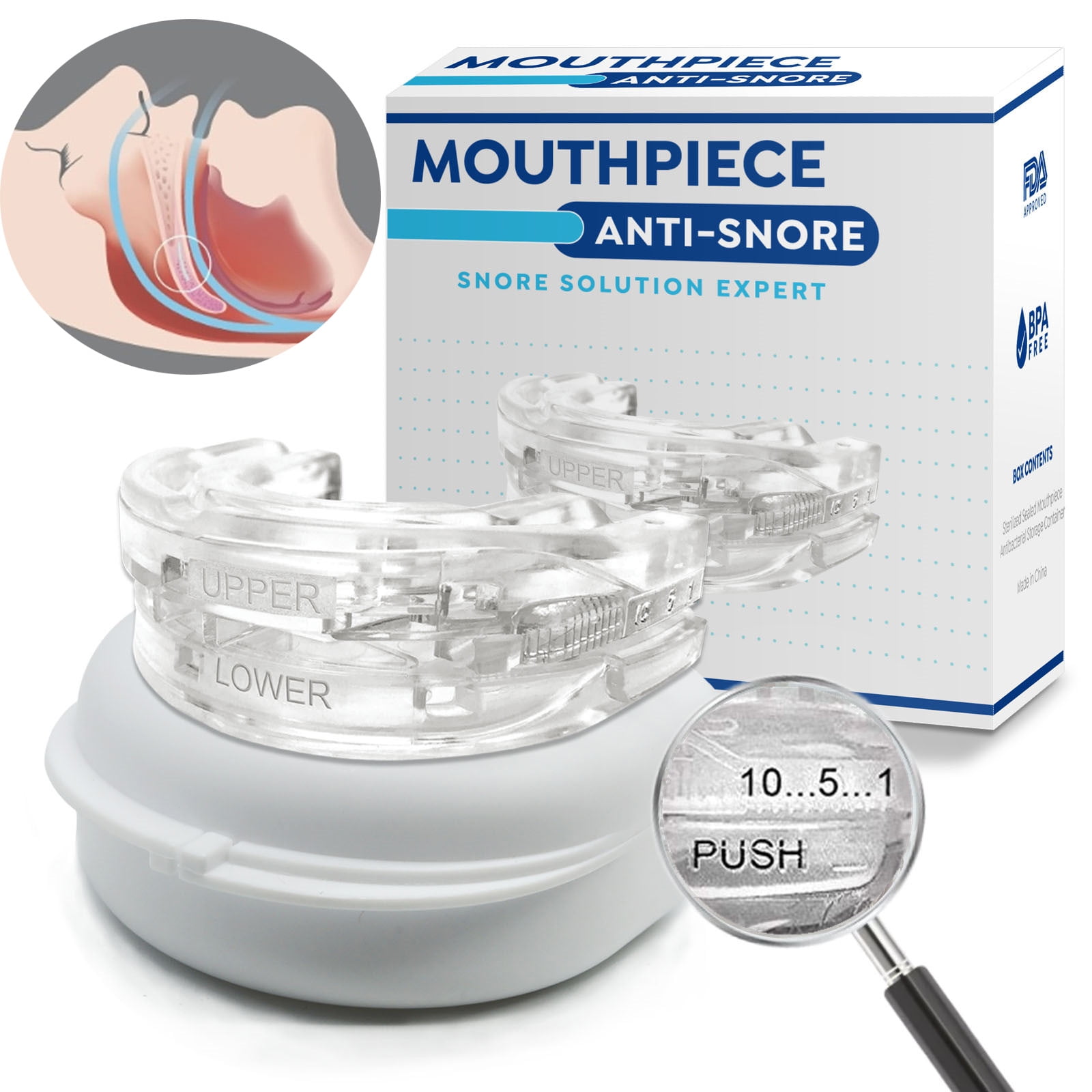 Mistaha Adjustable Night Guard Mouthpiece For Teeth Grinding Prevention - White  Compact Design  Lightweight - Includes Mouth Guard - Ideal For Nightt