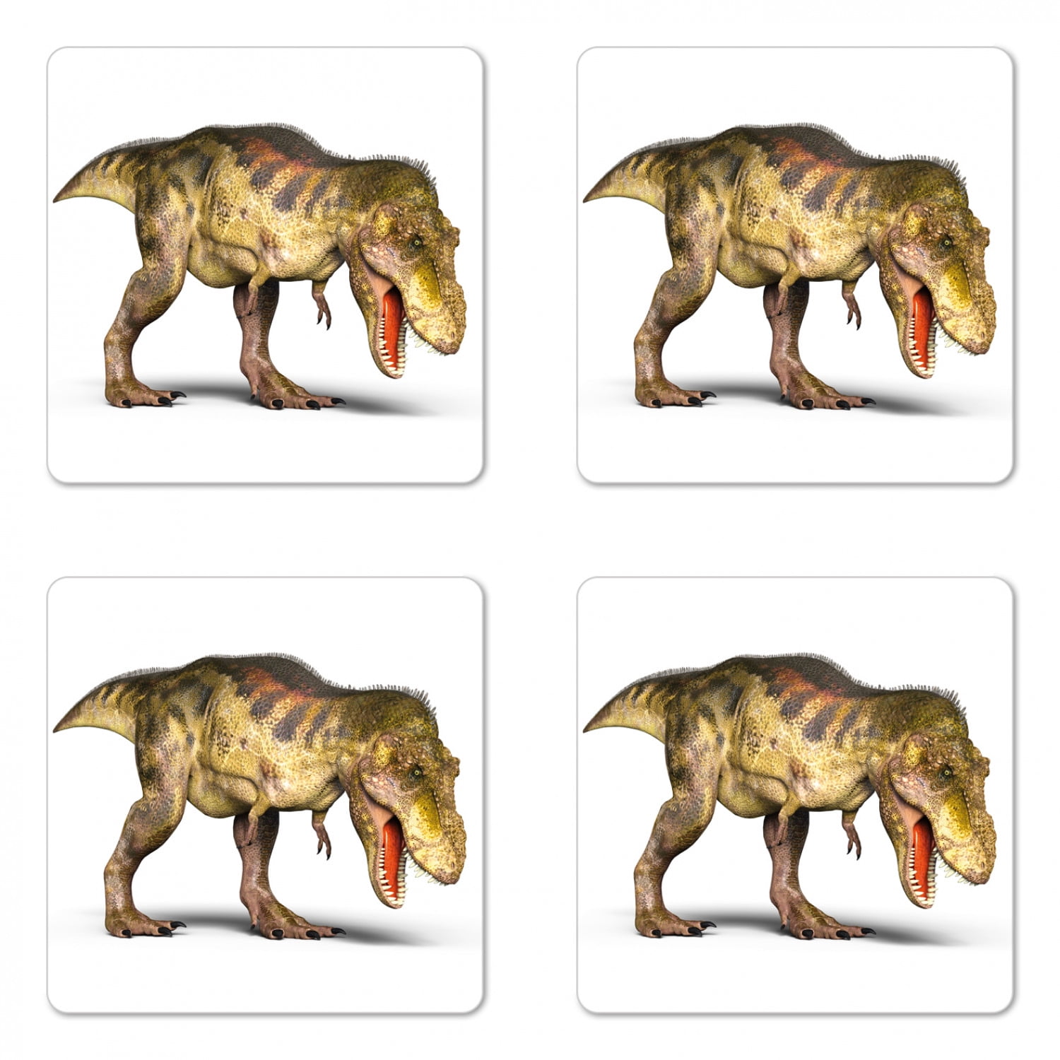 Dinosaur Coaster Set of 4, Realistic 3D Style Prehistoric Animal ...