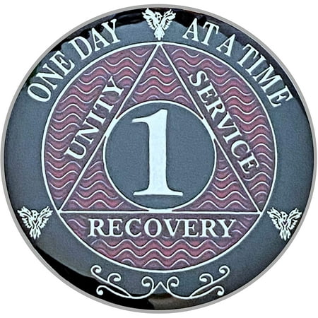 1 Year AA Coin Silver Color Plated-Medallion, Recovery Chip, 12 Step ...