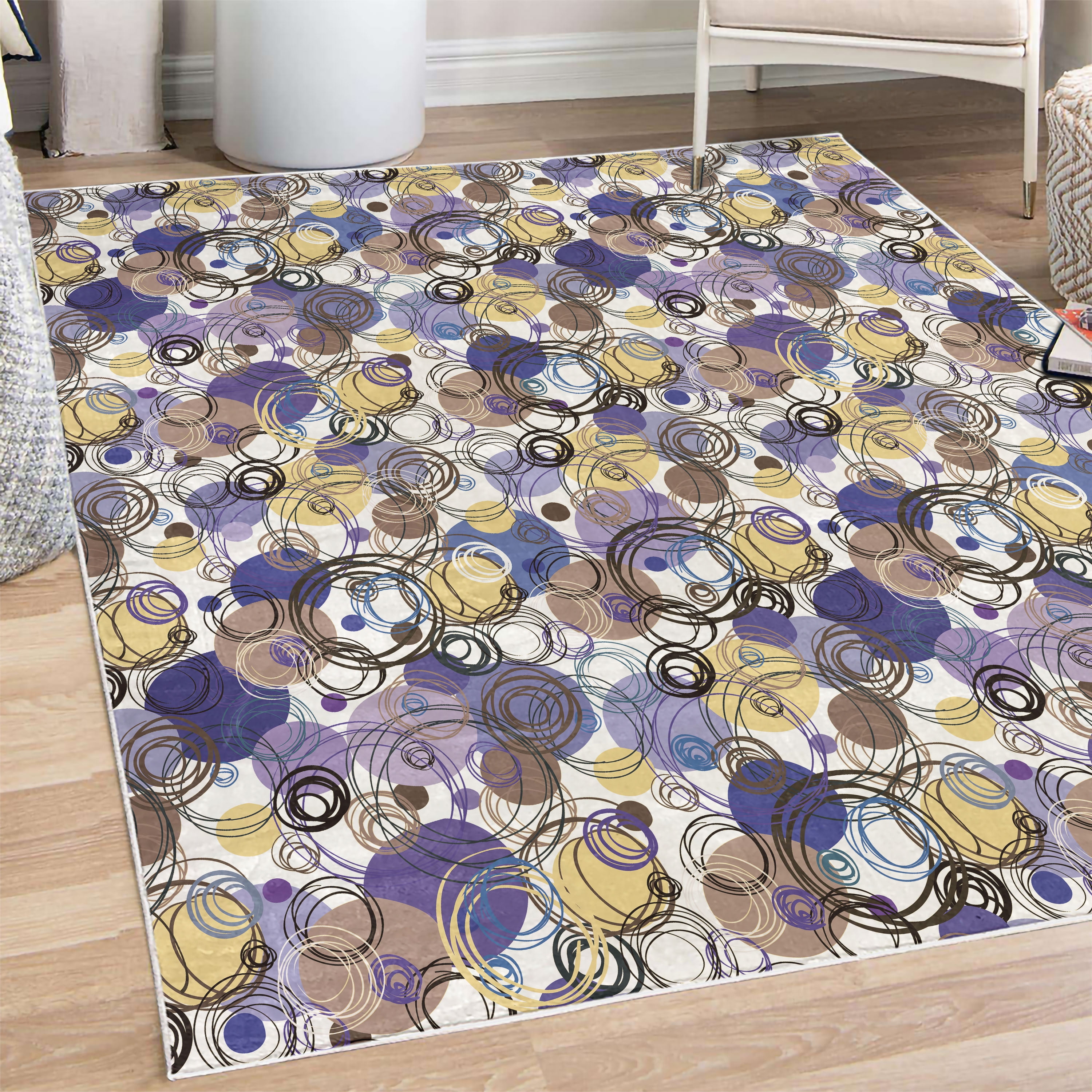 Abstract Decorative Rug, Hand Drawn Sketchy Geometrical Retro Modern ...