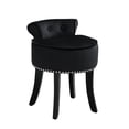 Neilson Light Grey Velvet Vanity Stool - Nailhead Trim, Rolled Back ...