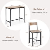 Costway 3PCS Bar Table Set Industrial Counter Height Dining Table Set w ...