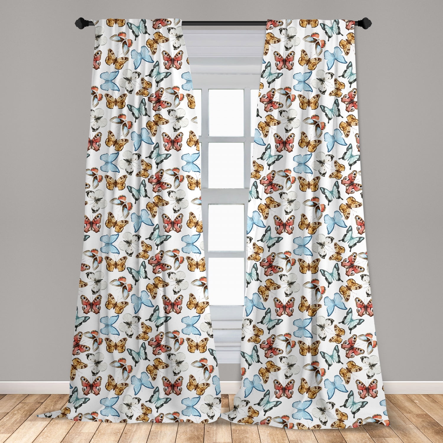 Butterfly Curtains 2 Panels Set, Various Colorful Butterflies ...