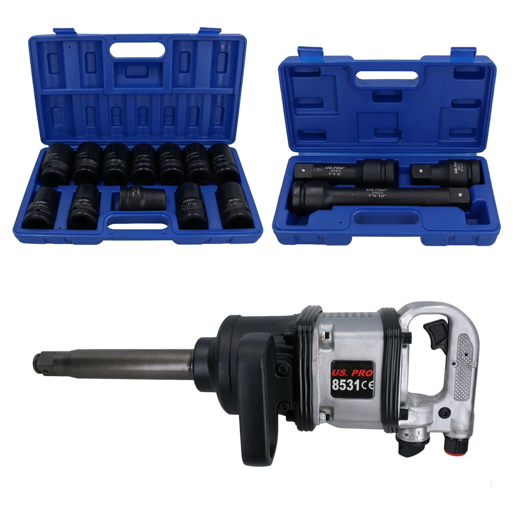 1” Drive Anvil Air Impact Wrench Gun 2200Nm 12 Sockets 24 – 41mm ...