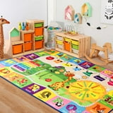 Homore Kids Learning Rugs Collection, Green Kids Play Rugs ABC Numbers ...