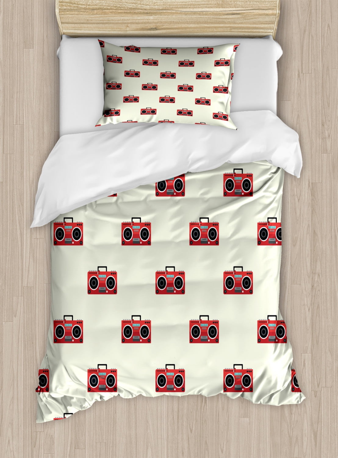 Hip Hop Twin Size Duvet Cover Set, Tape Recorder Musician Instrument ...