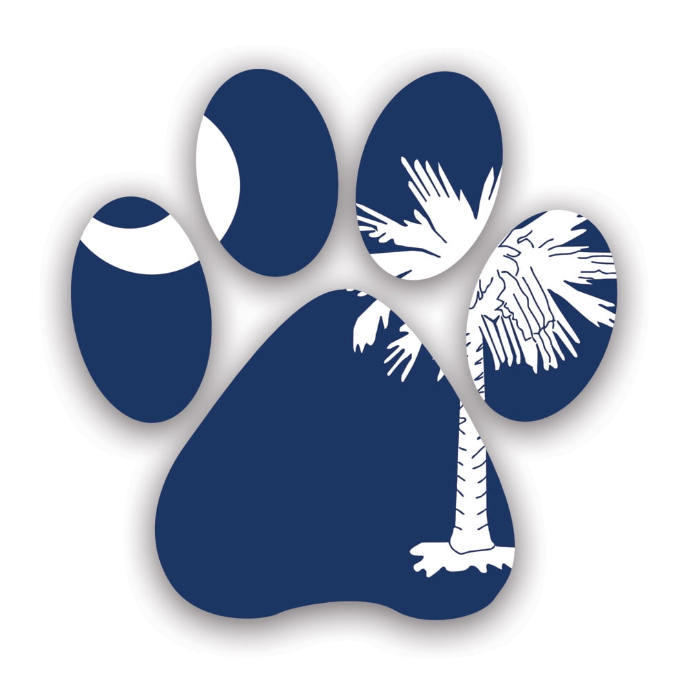 South Carolina State Paw Print Shaped Sticker Decal - Self Adhesive ...