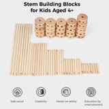 Wooden Building Blocks, 60pcs Wood Stem Building Blocks, DIY Building ...