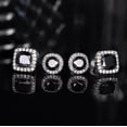 18K gold-plated halo earrings, 925 sterling silver cubic zirconia ...