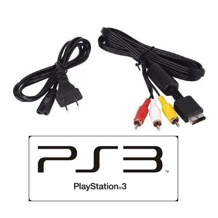 PS3 PlayStation 3 Hookup Connection Kit Power Cord Composite AV Cable ...