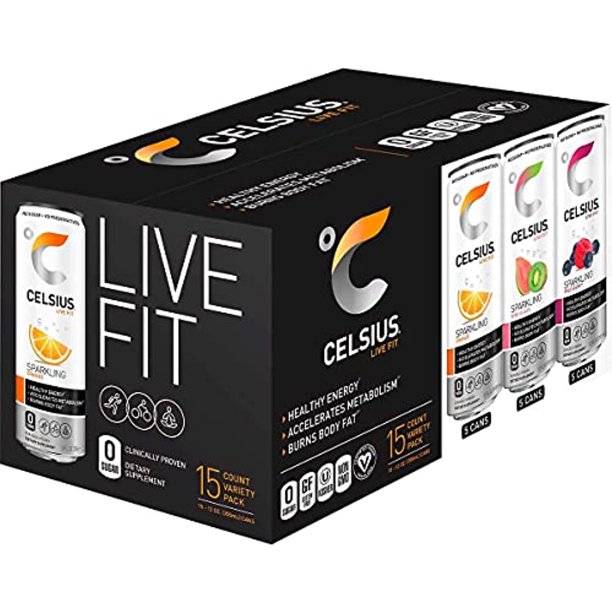 Celcius Live Fit Sparkling Fitness Drink Variety, 12 Ounce (15 Count ...