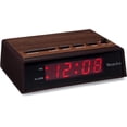 Vintage wood grain style small nightstand alarm clock with red LED ...