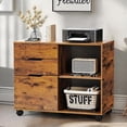 3-Drawer Rolling Lateral File Cabinet in Vintage Brown with Adjustable ...