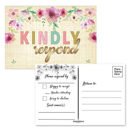 Kindly Respond - 50 Blank RSVP Postcards - Great For Wedding RSVP, Baby ...