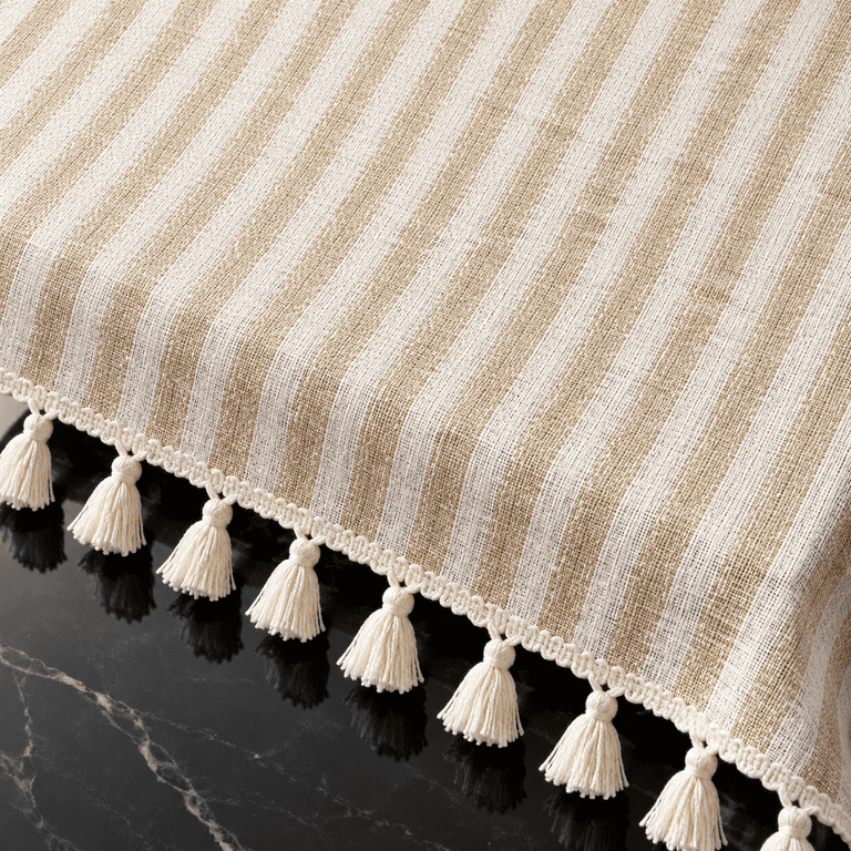 60x60 Square Beige Striped Tablecloths Outdoor Picnic Table Cover ...