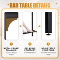 71" Rectangular High Bar Table with Sturdy Metal Legs, Counter Height ...