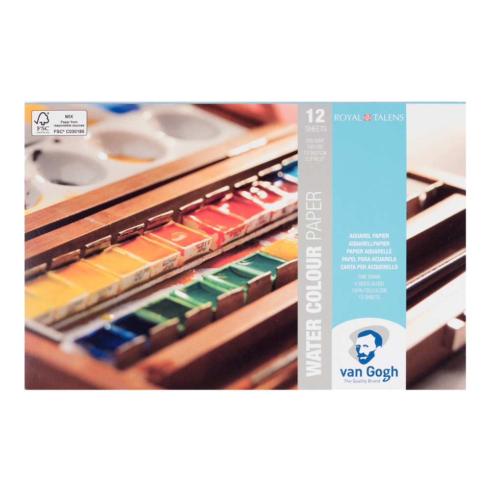 Van Gogh Watercolor Paper Block , 140lb, 12 Sheets, 8.3 x 5.3 White ...