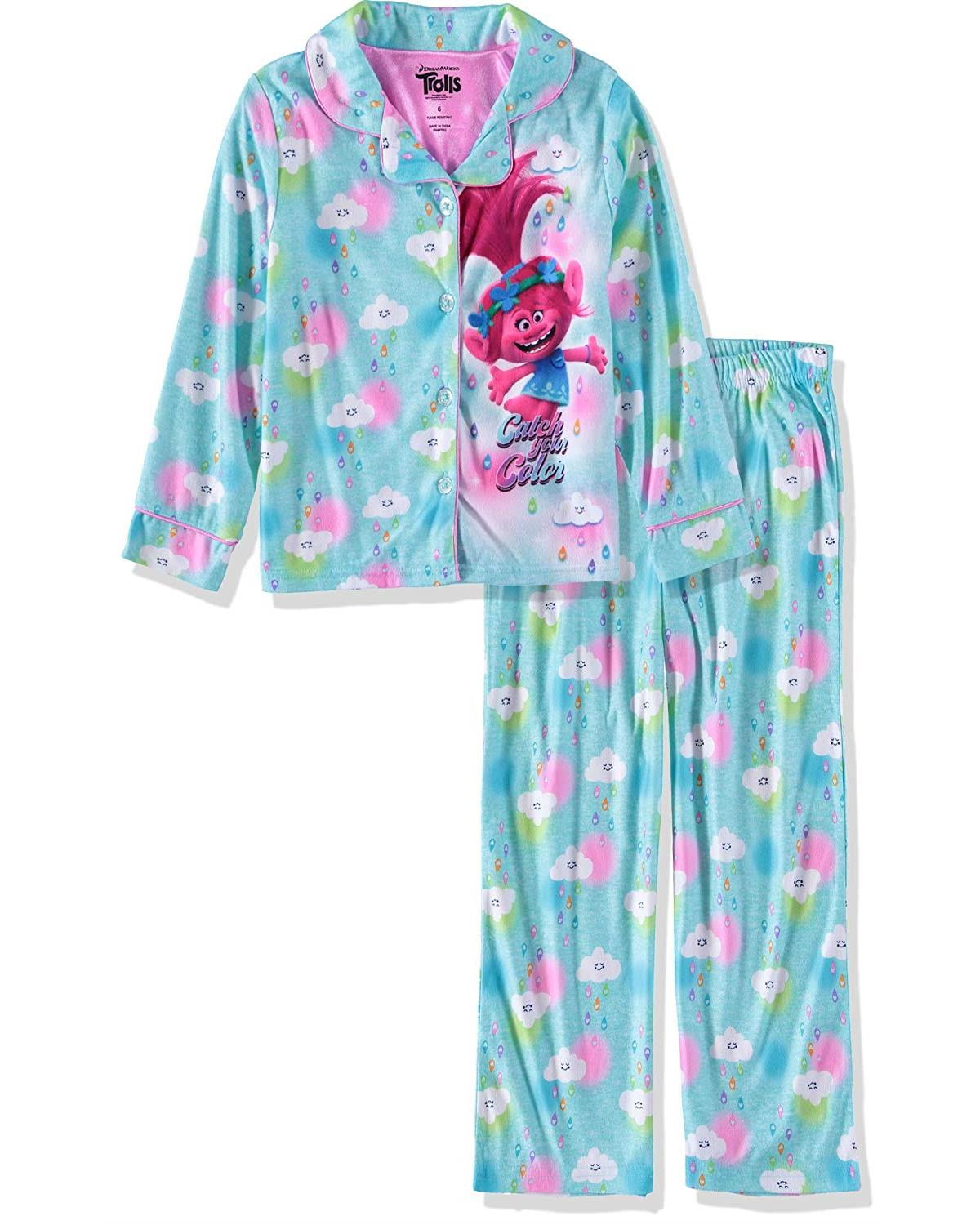 Dreamworks Girls' Little Trolls Poppy 2-Piece Pajama Coat Set | Walmart ...