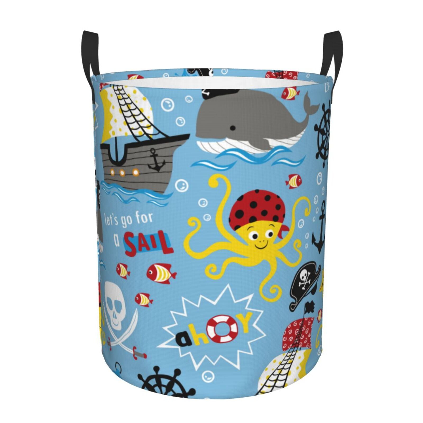 Fotbe Pirate Marine Animals Cesto de Ropa con Asas, Cesto Impermeable ...