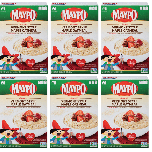 MAYPO Instant Maple Oatmeal Cereal Vermont Style, 19 OZ 6 Pack ...