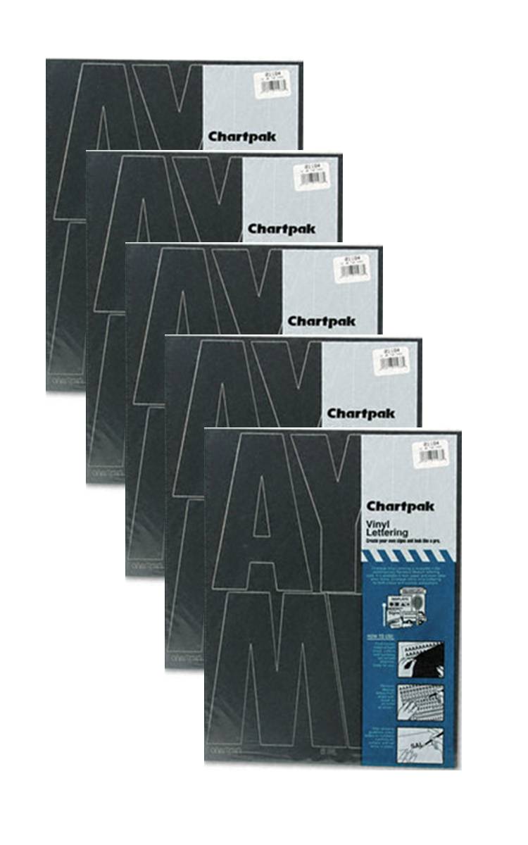 Chartpak 6-inch Black Stick-on Vinyl Capital Letters (01184), 5 PACKS ...